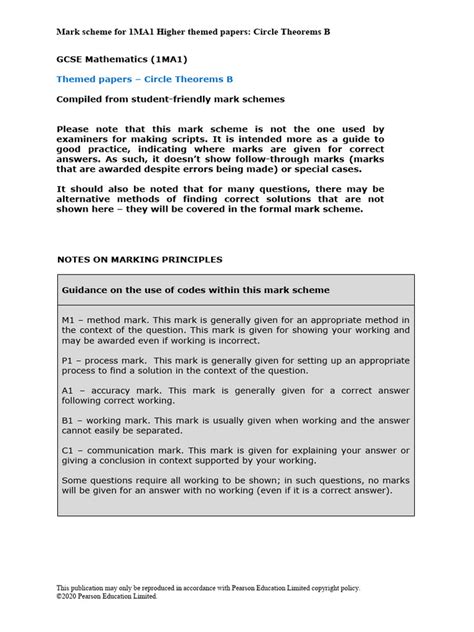 11b Circle Theorems B H Mark Scheme V2 Pdf Triangle Circle