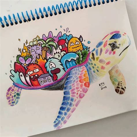 Cartoon Sea Turtle With Friends