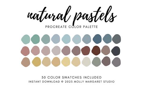 Procreate IPad Swatches For Pastel Color Palette Natural Color Palette Plant Based Color