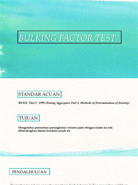 Bulking Factor Test Pdf