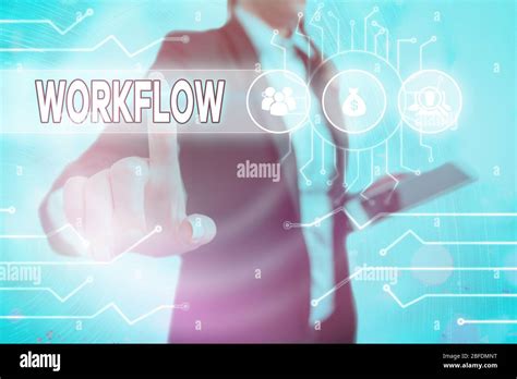 Writing Note Showing Workflow Business Concept For Series Of