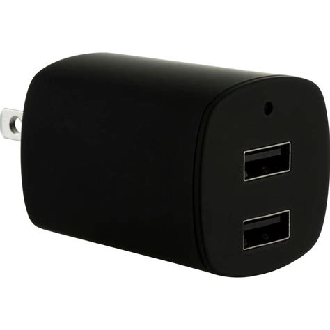 GE 2.1 Amp Dual Port AC to USB Adapter, Black-13463 - The Home Depot