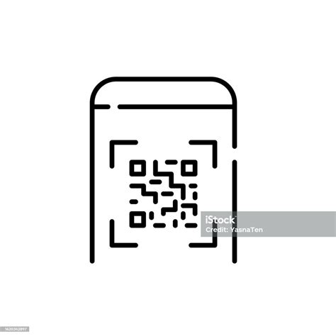 스마트폰 앱으로 Qr 코드 스캔 정보 링크 또는 지불 픽셀 퍼펙트 아이콘 Brand Name Smart Phone에 대한 스톡