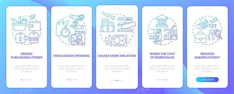Mobile App Screen Blue Gradient Onboarding With Inflation Impact Vector Problem Presentation