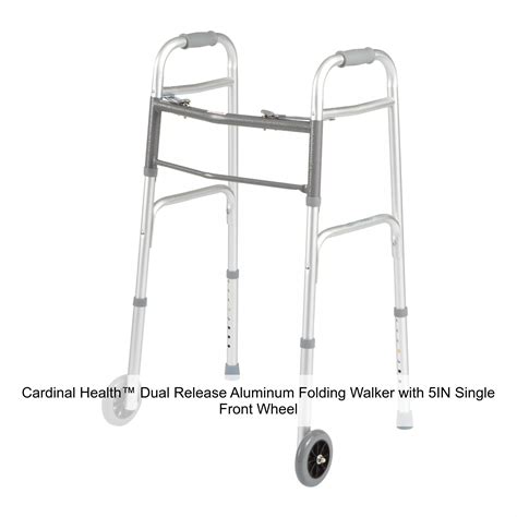 Cardinal Health™ Dual Release Aluminum Folding Walker With 5in Single
