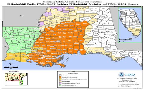 Hurricane Katrina Disaster Declaration Areas Source Fema Download