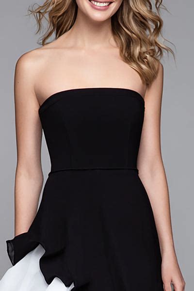 Berylove Women Black And White Semi Formal Dress Strapless A Line