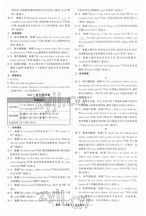 2023年学霸组合训练七年级英语下册译林版苏州专版答案——青夏教育精英家教网——
