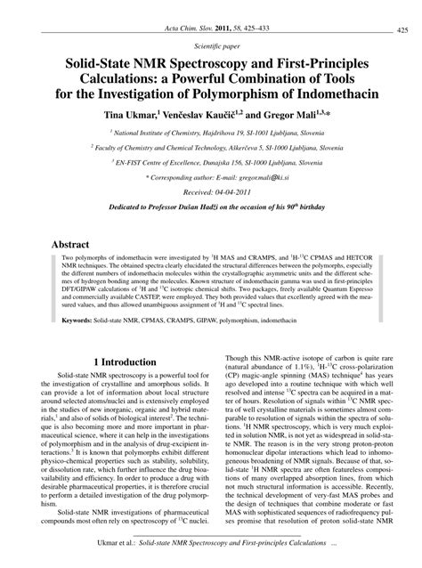 Pdf Solid State Nmr Spectroscopy And First Principles Calculations A Powerful Combination Of