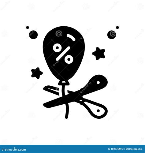 Black Solid Icon For Deregulation Scissor And Ballon Stock