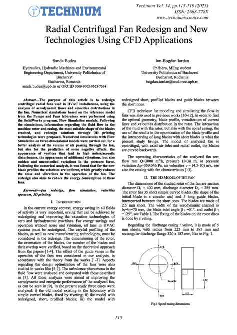 Pdf Radial Centrifugal Fan Redesign And New Technologies Using Cfd Applications