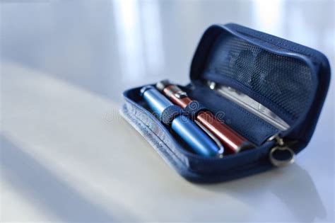 Close Up Of Diabetic Home Testing Kit For Blood Glucose Level Stock