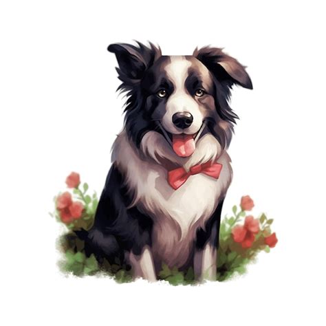 귀여운 보더 콜리 강아지 벡터 프리미엄 벡터