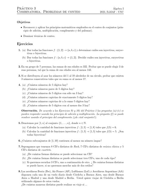 Practico 3 Algi 2023 1c Pdf Combinatoria Conceptos Matemáticos
