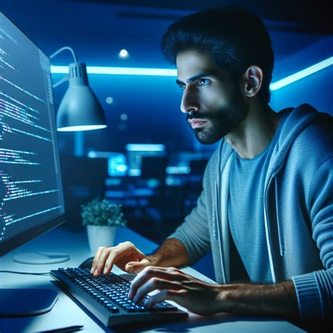Middle Eastern Man Programming On A Cool Computer Ai Art Generator