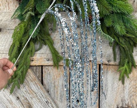 36 Aqua Blue Hanging Spray Christmas Tree Topper Spray Ice Blue