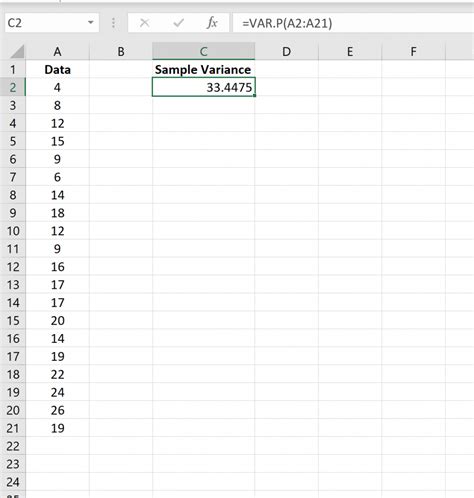 How To Calculate Sample Population Variance In Excel