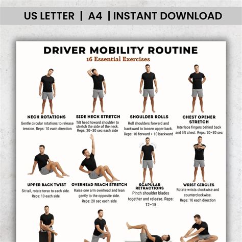 Driver Mobility Routine Printable 16 Essential Exercises Car Travel