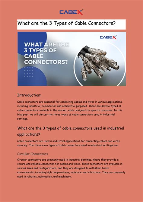 What Are The 3 Types Of Cable Connectors By Cabexindia Issuu