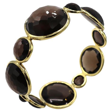 Ippolita 18 Karat Yellow Gold Smoky Quartz Brown Stone Large Bangle