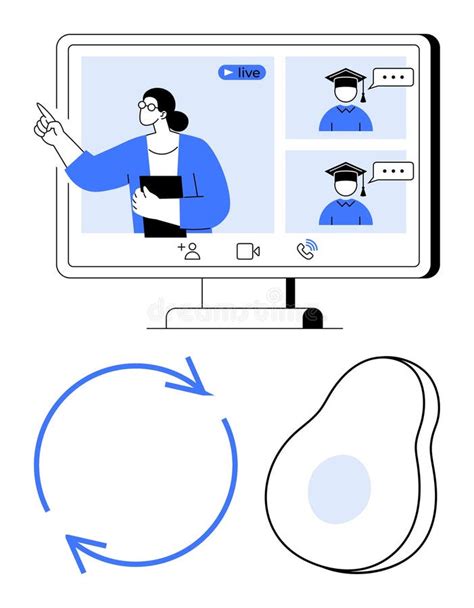 Online Education Session With Teacher And Students Cycle Arrows And