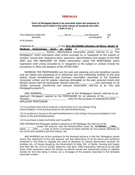 Free Printable Mortgage Deed Templates Pdf Word Simple