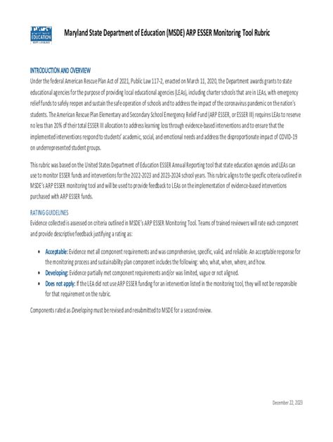 Fillable Online Arp Esser Monitoring Tool Rubric Fax Email Print Pdffiller Fillable Online Arp Esser Monitoring Tool Rubric Fax Email Print Pdffiller