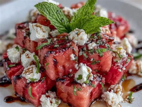 Fresh Watermelon Feta Salad Recipe With Mint And Balsamic Glaze Easy