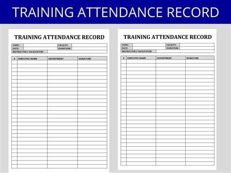 Training Attendance Template Hr Templates Editable Ms Word Human Resources Employment