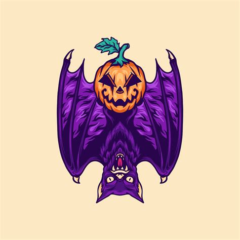 Bat And Pumpkin Halloween Illustration 8985893 Vector Art At Vecteezy