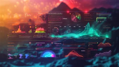Futuristic Data Visualization With Digital Analytics Interface Stock
