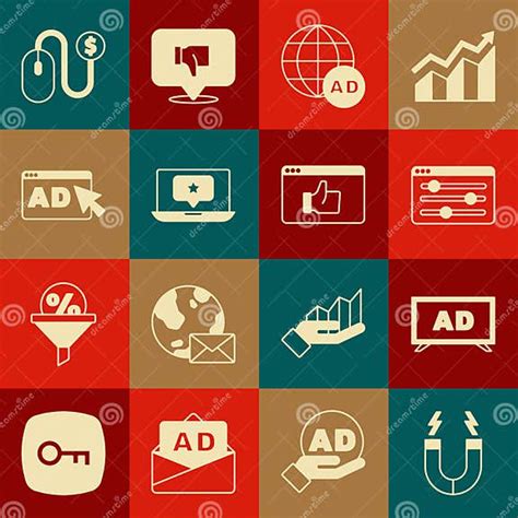 Set Magnet Advertising Browser Setting Laptop With Star And Customer Product Rating Icon