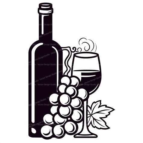 Wein Mit Trauben Svg And Png Dateien Weinglas Clipart Silhouette Vektor