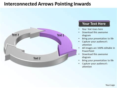 interconnected arrows pointing inwards in circle powerpoint templates