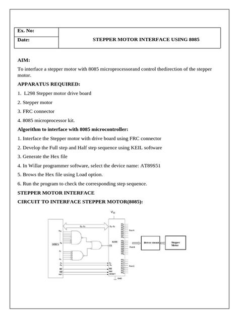 Stepper Motor Interface Using 8085 Pdf Assembly Language Software Engineering