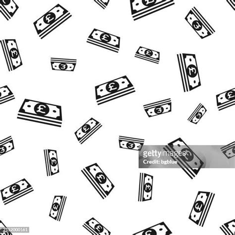 Pound Banknotes Seamless Pattern Icons On White Background High Res