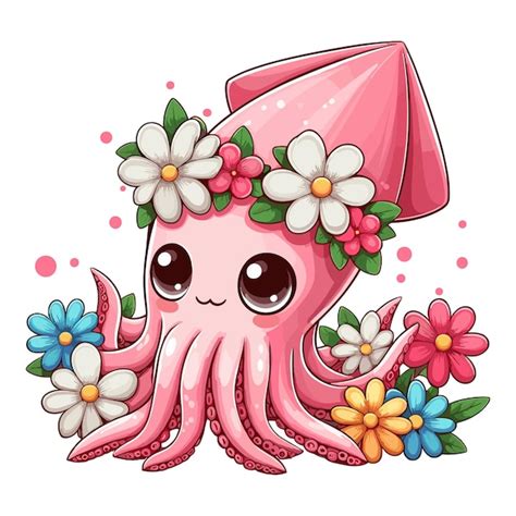 Premium Vector Cute Squid Vector Cartoon Illustration
