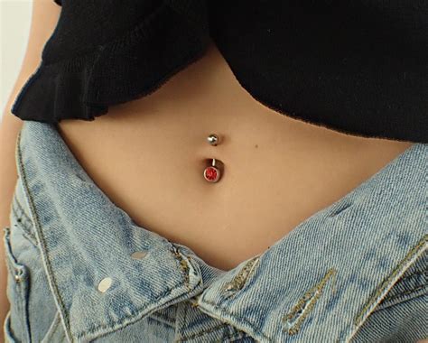 Ruby Navel Ring Belly Button Jewelry Belly Button Ring Piercing July