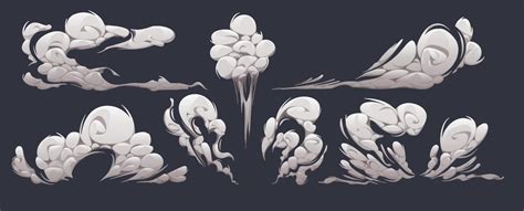 Vector Smoke Illustrator Hand Drawn Fog Smoke Cloud Comic Style
