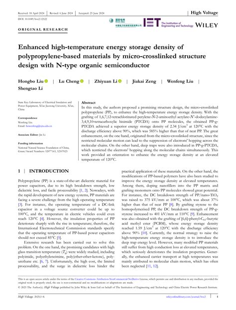 Pdf Enhanced High‐temperature Energy Storage Density Of Polypropylene
