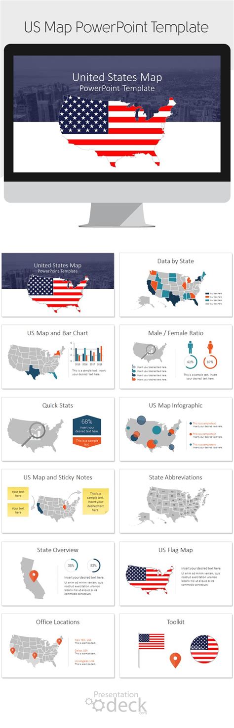 Us Map Powerpoint Template Powerpoint