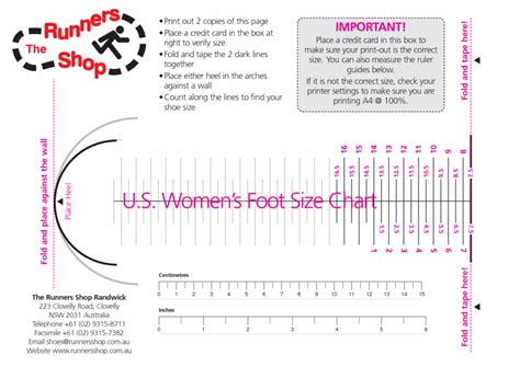 Printable Shoe Size Chart For Women