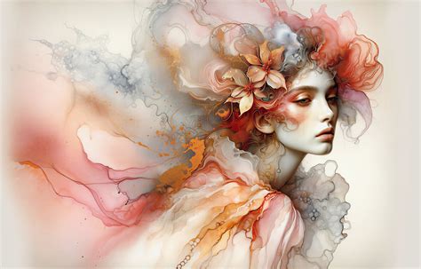 Digital Illustration Of A Woman With Translucent Hair Deep Dream