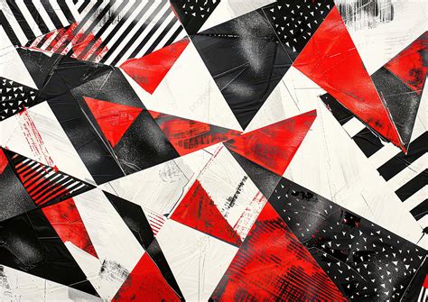 붉은 흑백 삼각형 패턴을 특징으로하는 초록 기하학적 구성 추상적인 미술 기하학적 배경 일러스트 및 사진 무료 다운로드 Pngtree