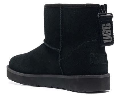Ugg Classic Mini Logo Zip Boot Black Womens 1122671 Blk Us