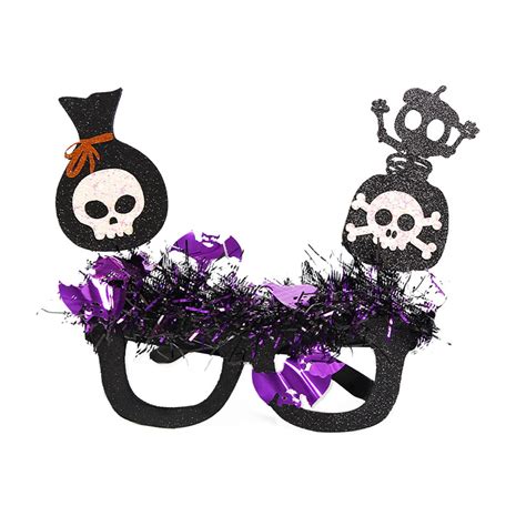 Lohuatrd Halloween Tinsel Glasses Frame Funny Pumpkin Spider Bat Skull