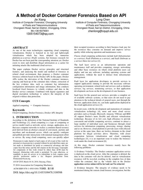 Docker Forensics Pdf Cloud Computing Software As A Service