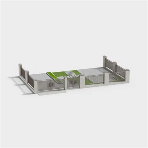 Basic Front Yard Gray Layout 3d Model Free