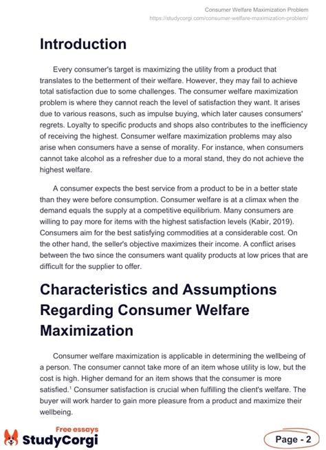 Consumer Welfare Maximization Problem Free Essay Example