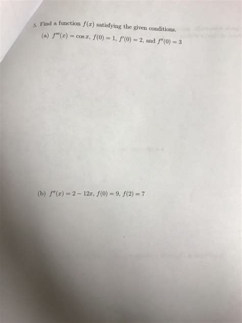 Solved Find A Function Fx Satisfying The Given Conditions